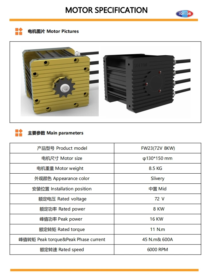 SOTION FW23 Encoder - 72V Brushless Motor for Electric Bikes