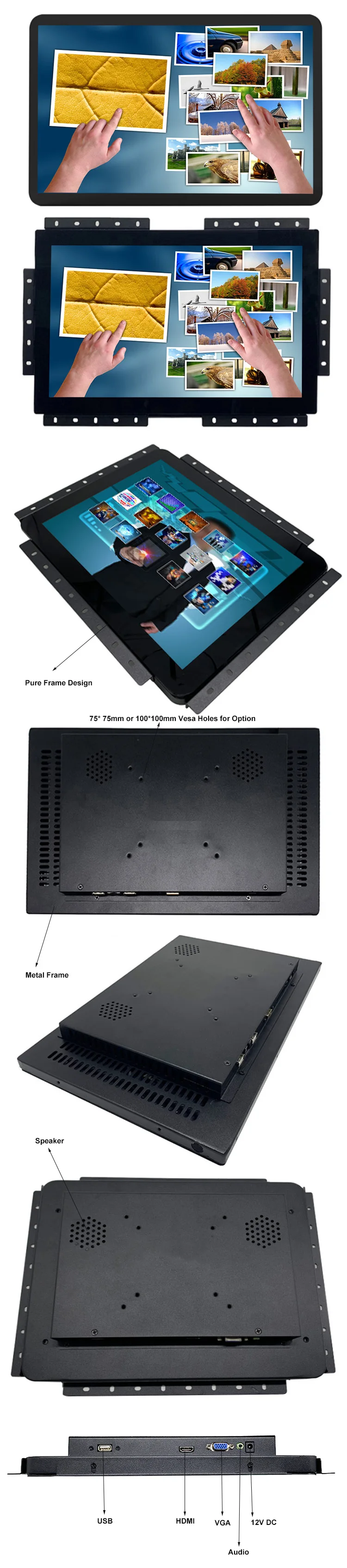 Industrial Metal Frame Kiosk Capacitive Touch Monitor 27 Inch Embedded ...