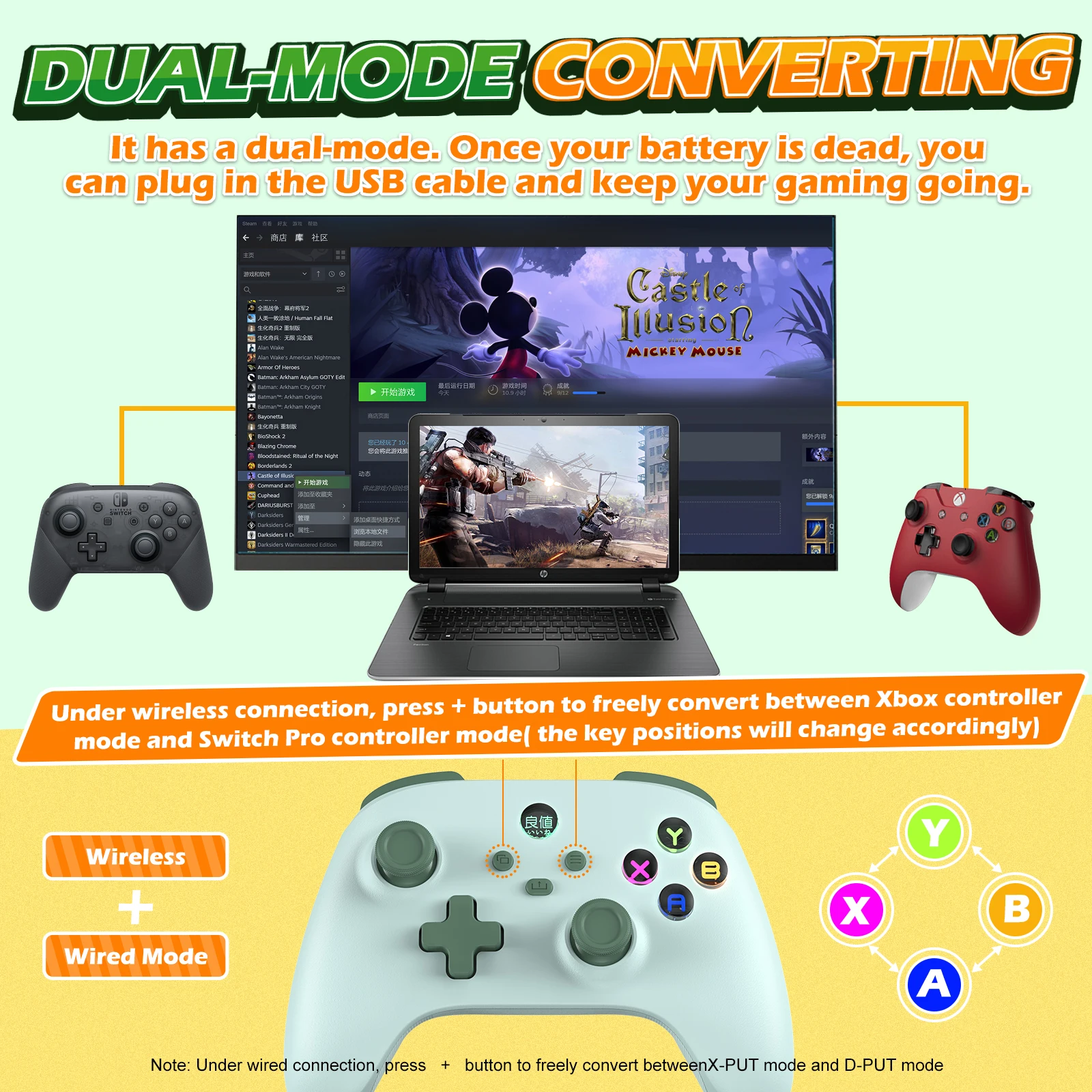 Iine Wireless Controller For Pc/switch/smart Phone And Steam,Game ...