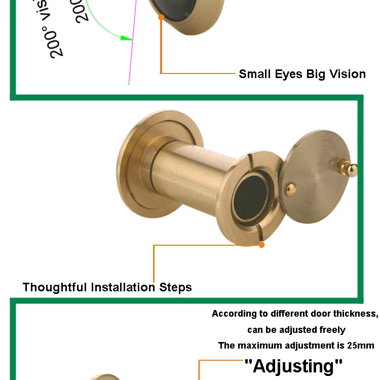 Hidden Adjustable Glass Lens Peephole Door Eye Hole Camera Digital ...