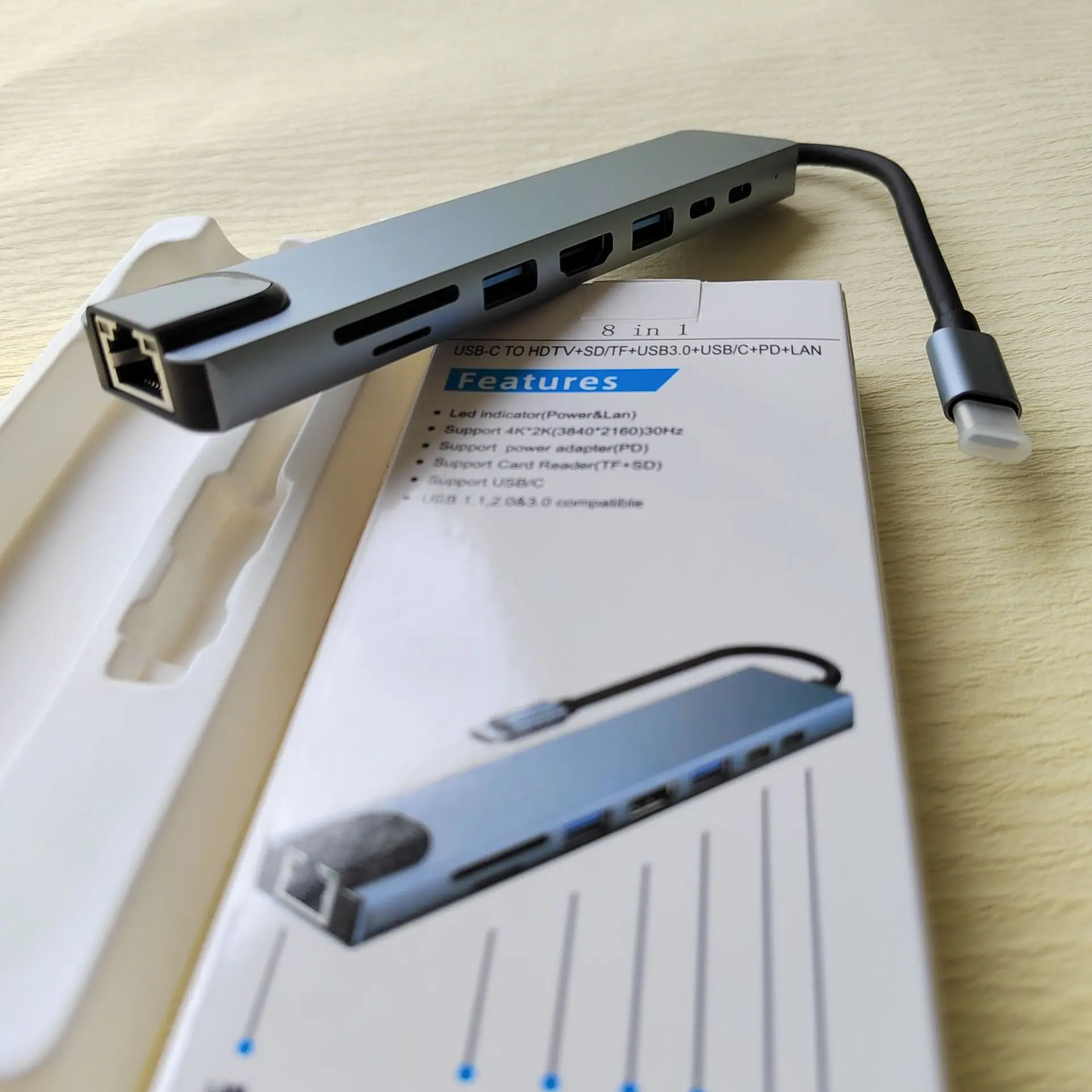 8 In 1 Docking Station Concentrator Usb Hub 2.0 3.0 Adapter Dock Multi ...