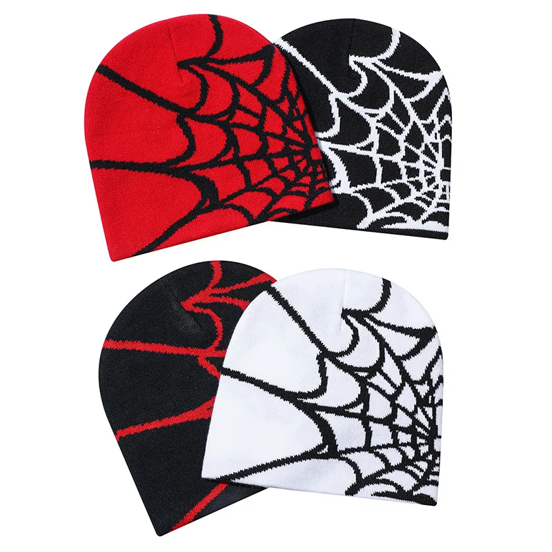 Fashion Design Custom Skully Beanie Unfolded Spider Web Pattern Y2k ...