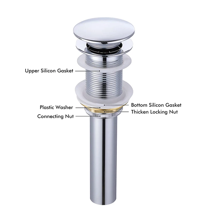 浴室水槽排水管无溢流容器水槽盥洗室梳妆台弹出排水管塞防锈黄铜和304不锈钢| Alibaba.com