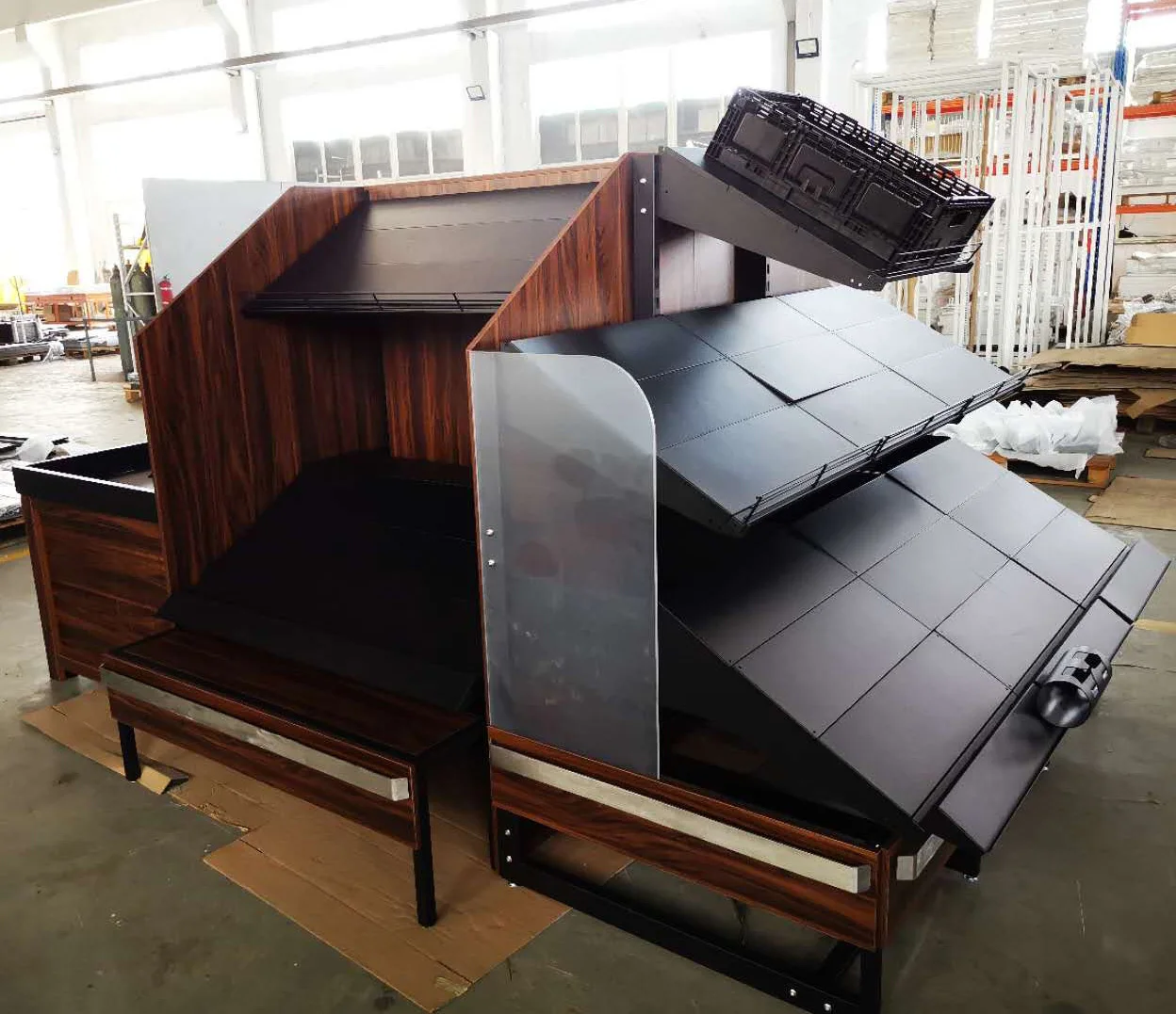 Combined Material Of Wood And Steel Vegetable Food Fruit Display Stand ...