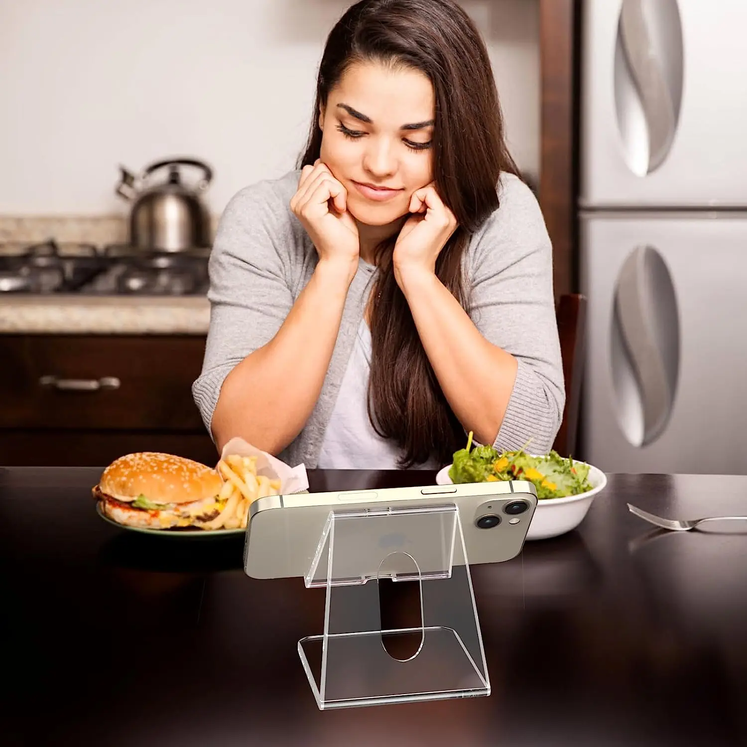 Clear Acrylic Phone Holder for Desk Desktop Mobile Phone Accessories ...