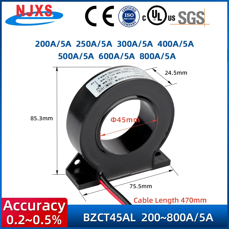 Ac Current Transformer Toroidal Closed Loop Sensor BZCT45AL