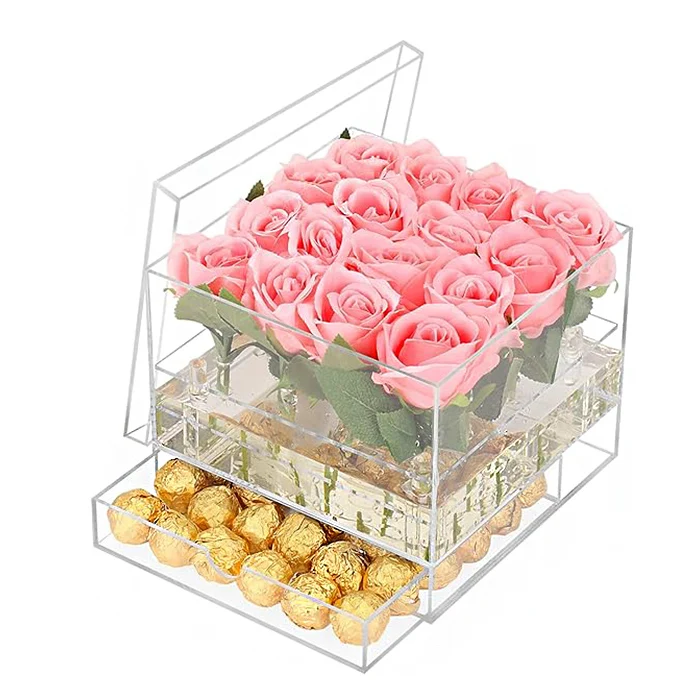 Custom Round Clear Acrylic Gift Box With Removable Lid Transparent ...
