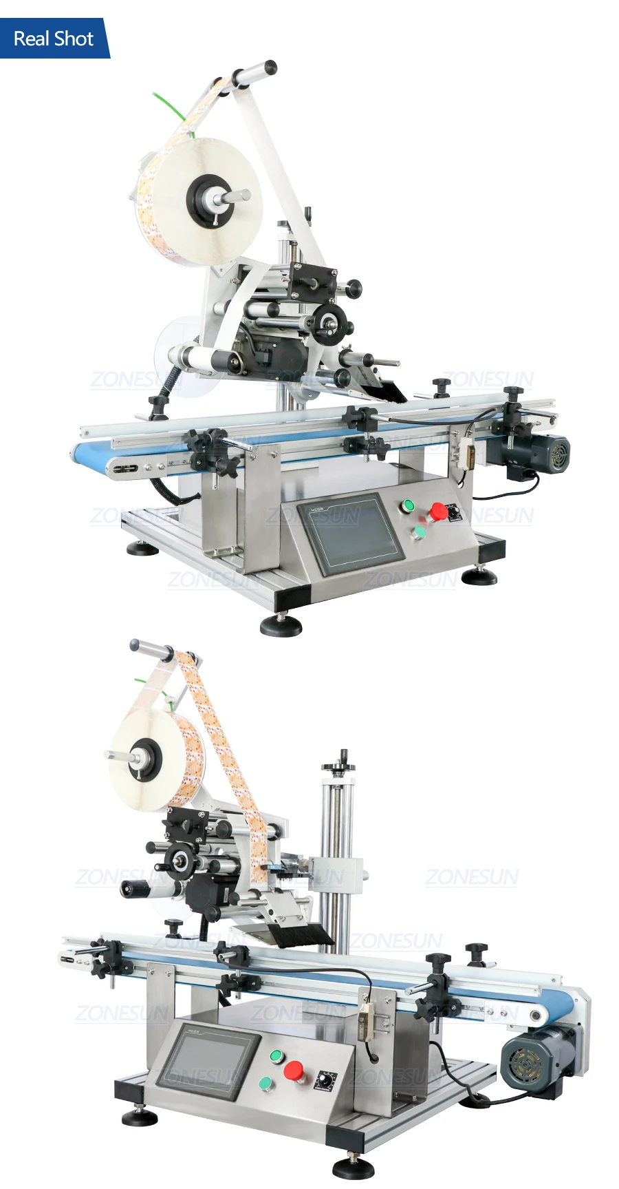 ZONESUN Flat Surface Sticker Labeling Machines for Food & Beverage