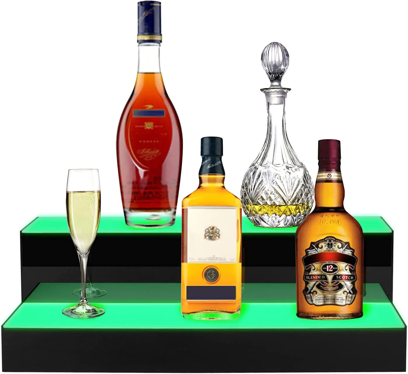 16 Inch 2 Step Acrylic Lighted Alcohol Whiskey Wine Racks Commercial ...