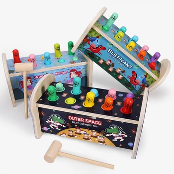 Wooden Children Knocking Toy Whack A Mole Color Learning Toy Wooden ...