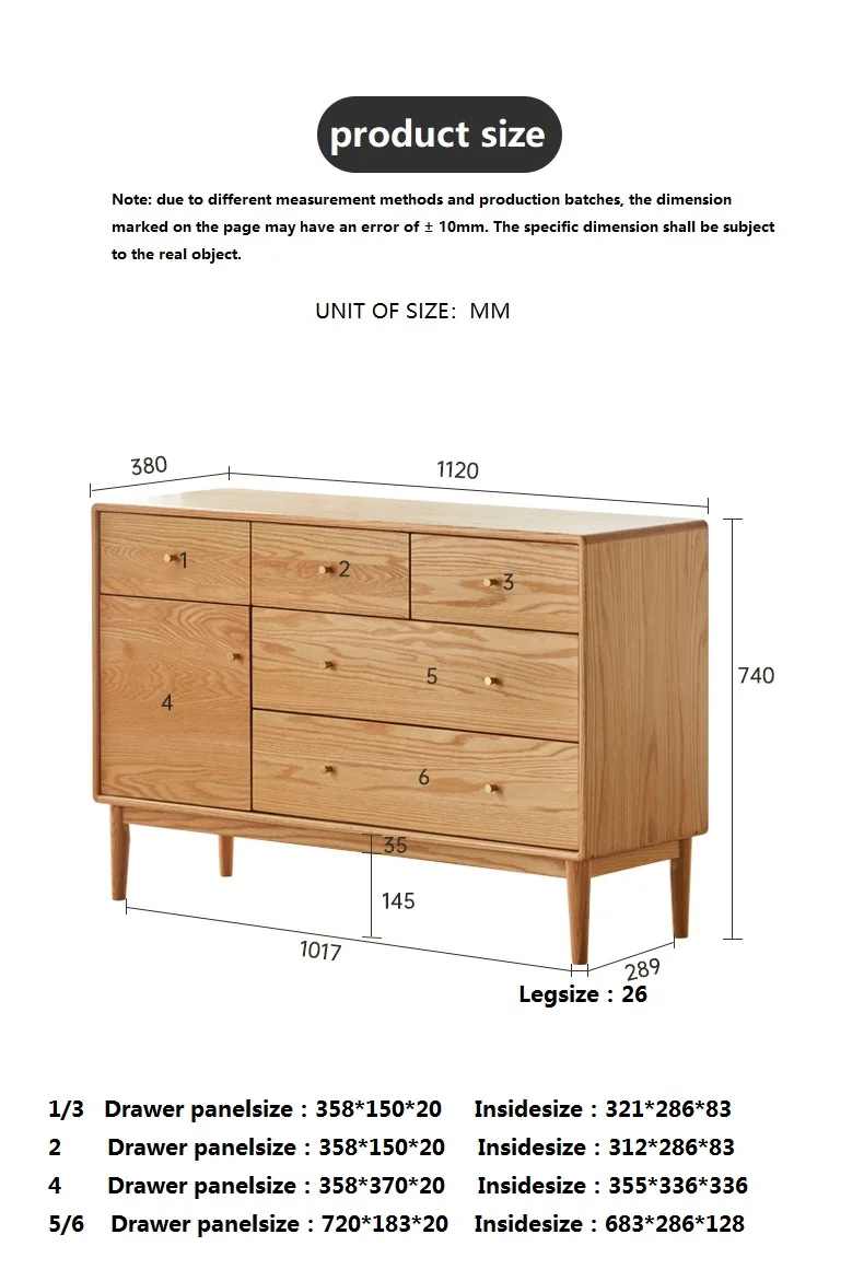 B3034 Simple Modern Solid OAK Wood Bedroom Furniture Wide Chest of 5 ...