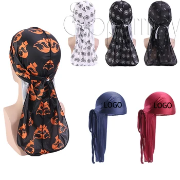 Custom Logo Designer Women Men's Satin Durags Bandanna Turban Wigs Men ...