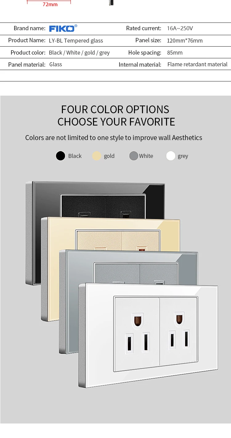 Jordan Chile Wall Socket Ularome Socket 118 Glass Panel Usb16a Italian ...