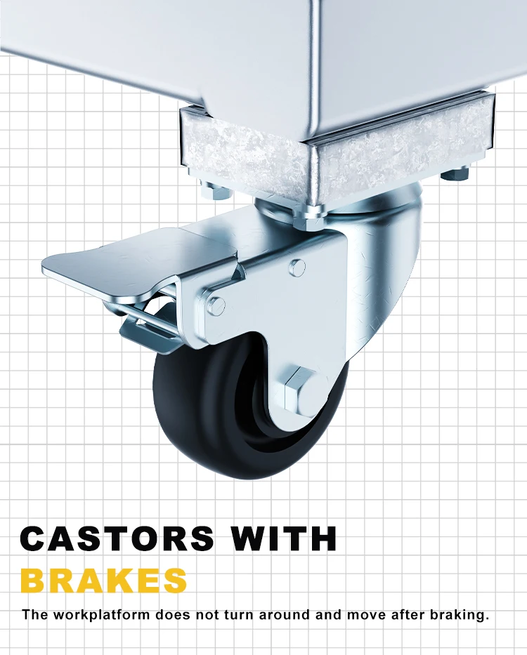 Portable Wide Platform Ladder With Wheel Supermarket Ladder Aluminum ...