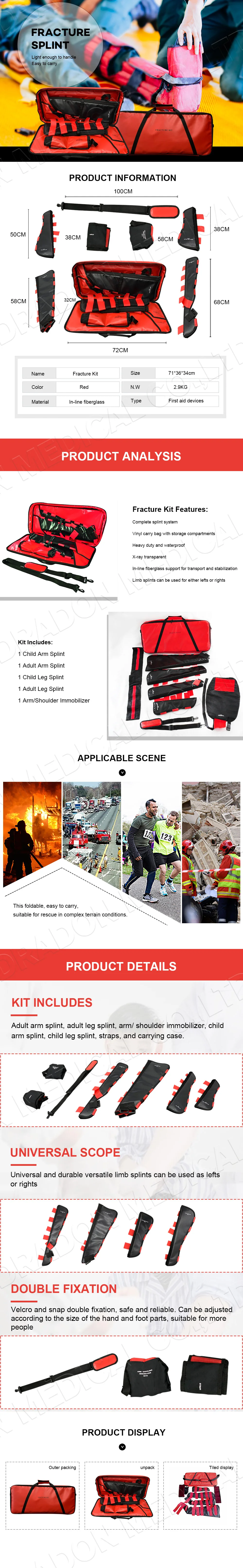 Medical Device Emergency Rescue Fracture Splint Kit First Aid Medical ...