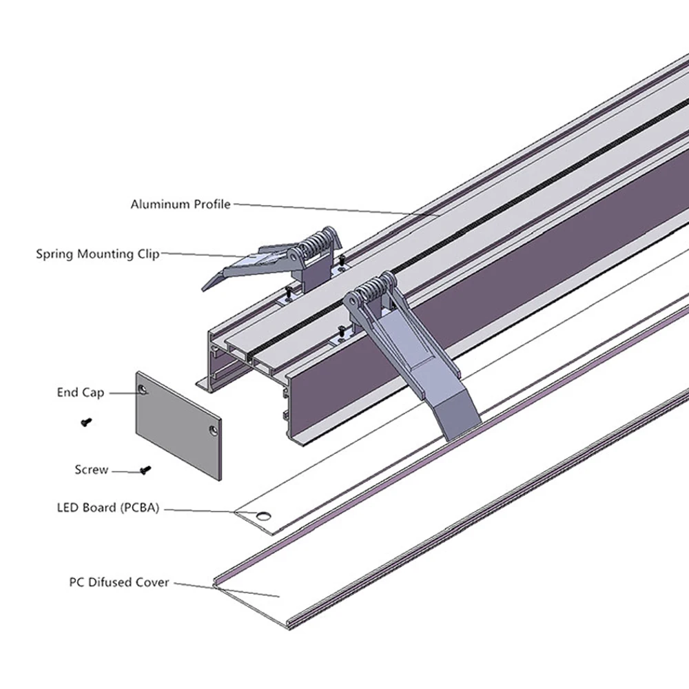 90*35mm Profile Recessed LED Linear Trunking Light 0-10v Dimmable/triac ...