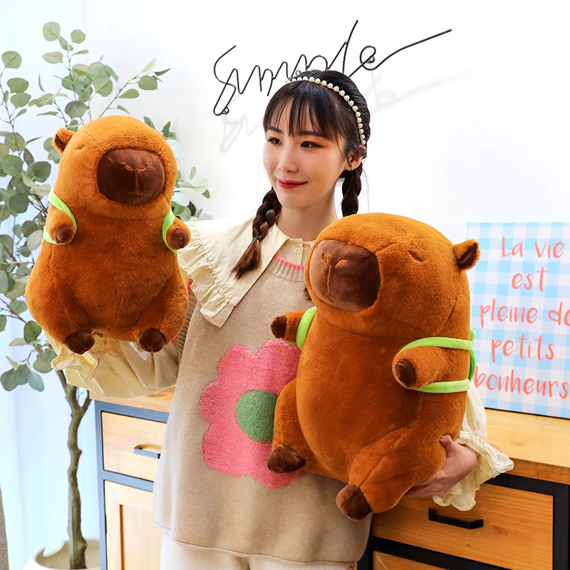 Green Backpack Capybara Doll Kapibala - Cute Stuffed Toy