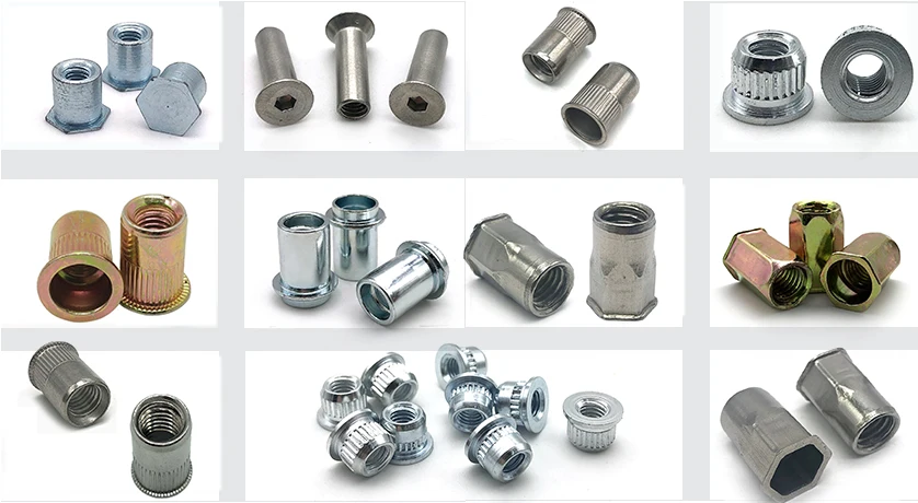Brass Rivet Nut Zinc Plated Threaded Flat Head Knurling Inch Pull Rivet ...