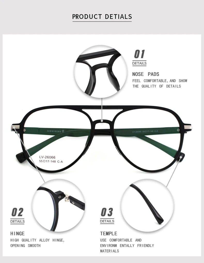 LevelNine TR90 Pilot Eyeglasses Frames - Lightweight Optical Spectacles ...