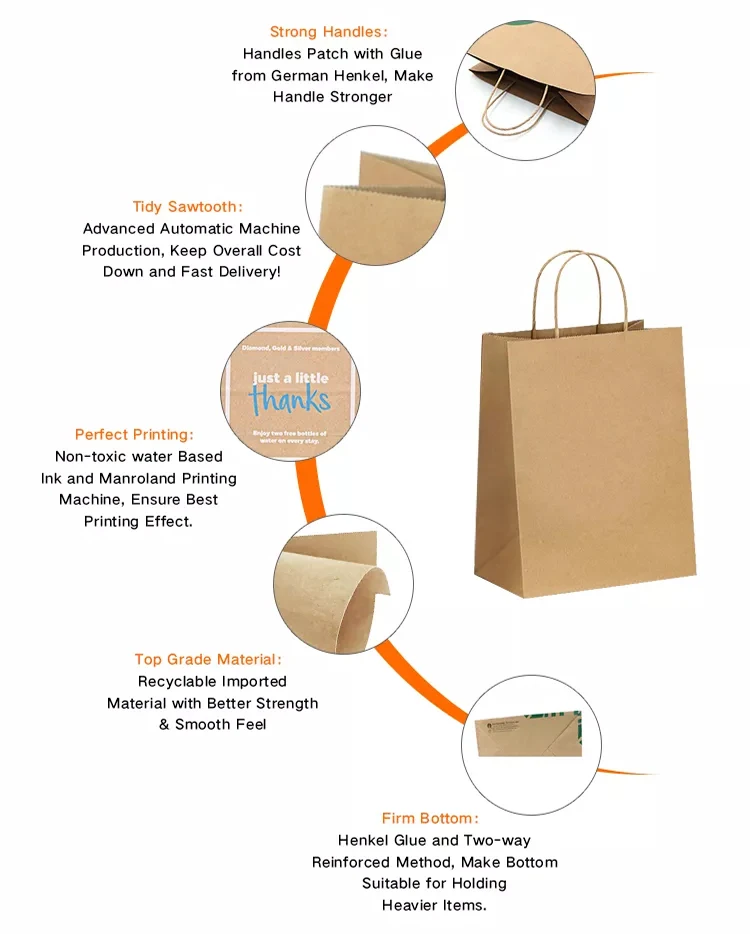 Takeaway Restaurant To Go Paper Bags Brown Paper Bags With Your Own ...