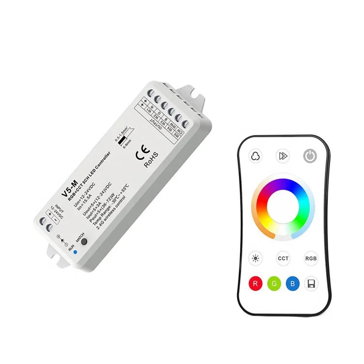 3A*5CH RGB+Color Temperature LED Controller Kit RGB Remote Control ...
