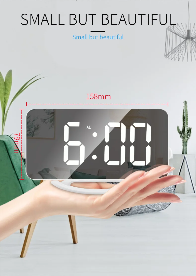 LED Mirror Clock - Stylish & Functional Alarm Clock
