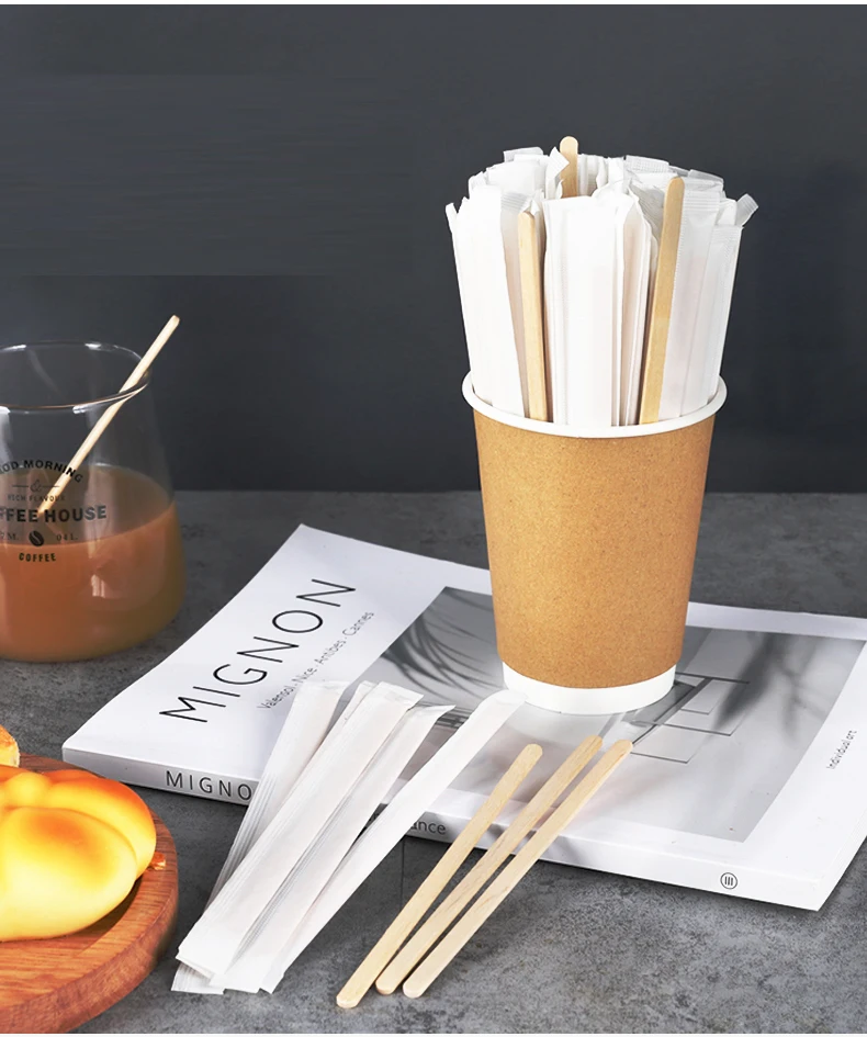 Disposable Coffee Stirrer With Dispenser Custom Package Wood Coffee ...