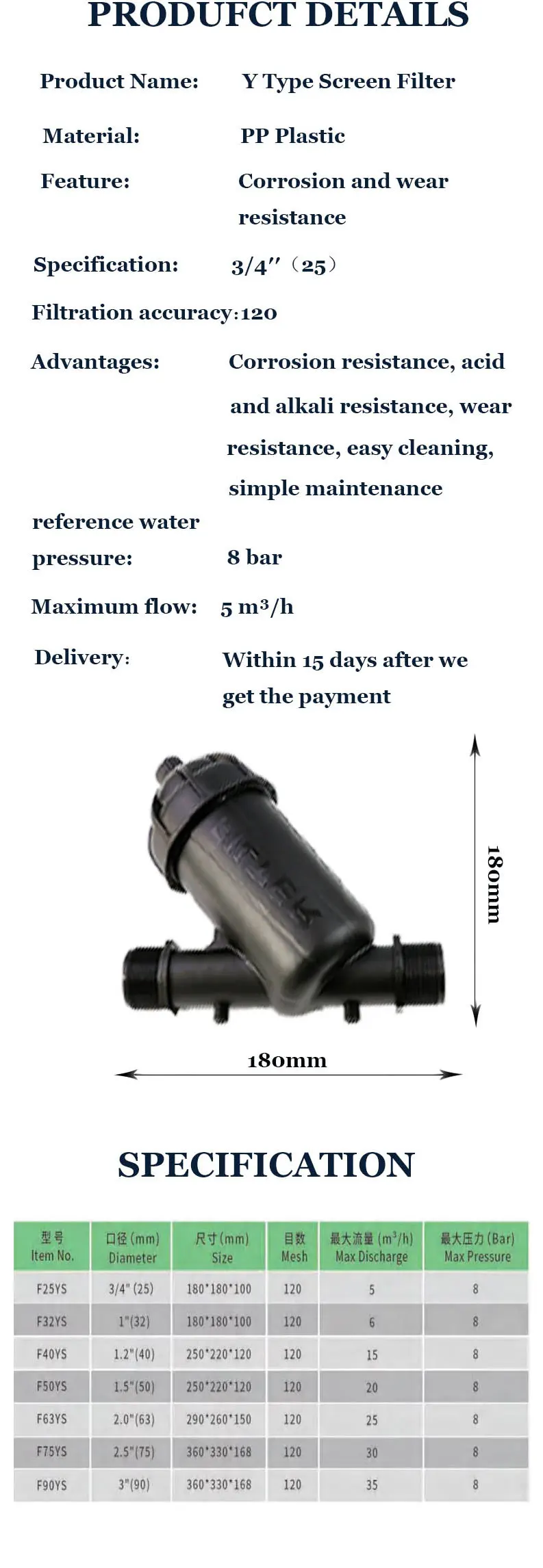 High Quality Y Type Screen Filter Water Treatment Filter For Water ...