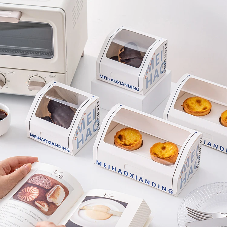 Custom White Logo Mini Small Folding Paper Cake Box Packaging For ...