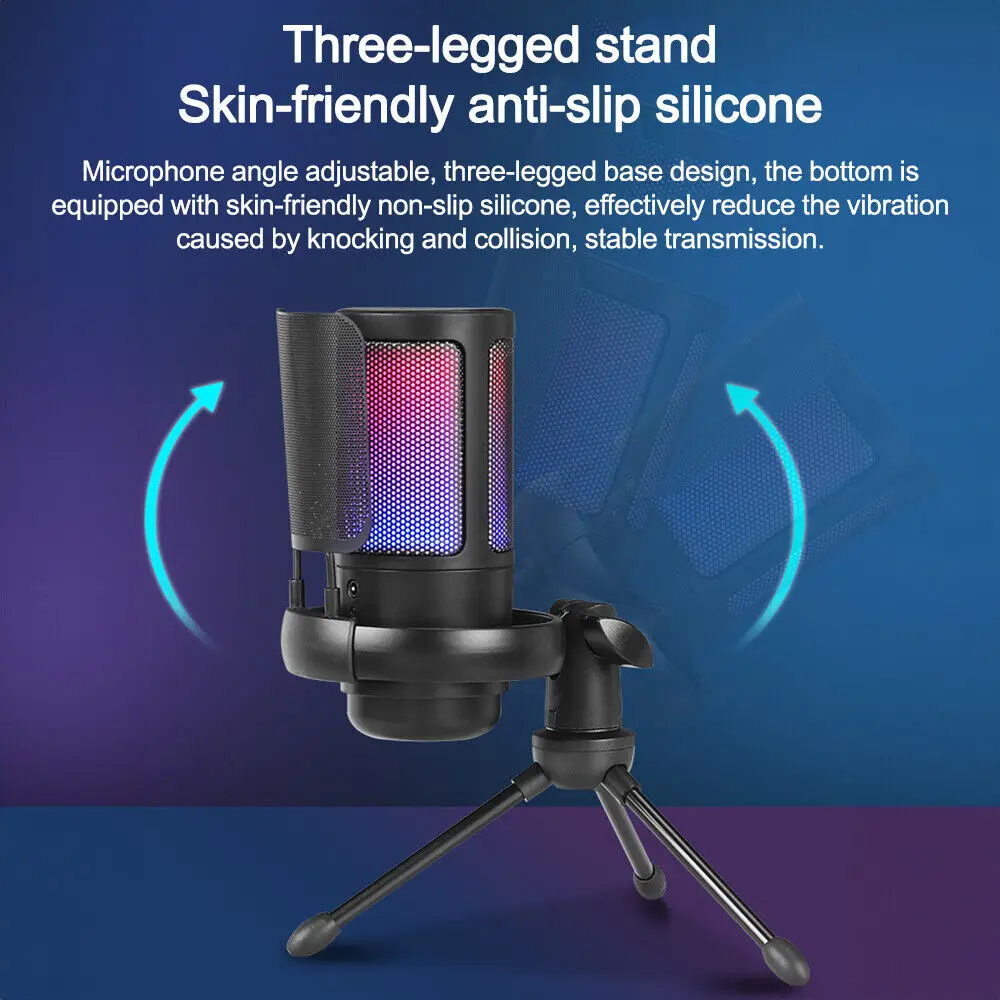 2024 ME6S Cardioid RGB Gaming Microphone - Versatile & Portable