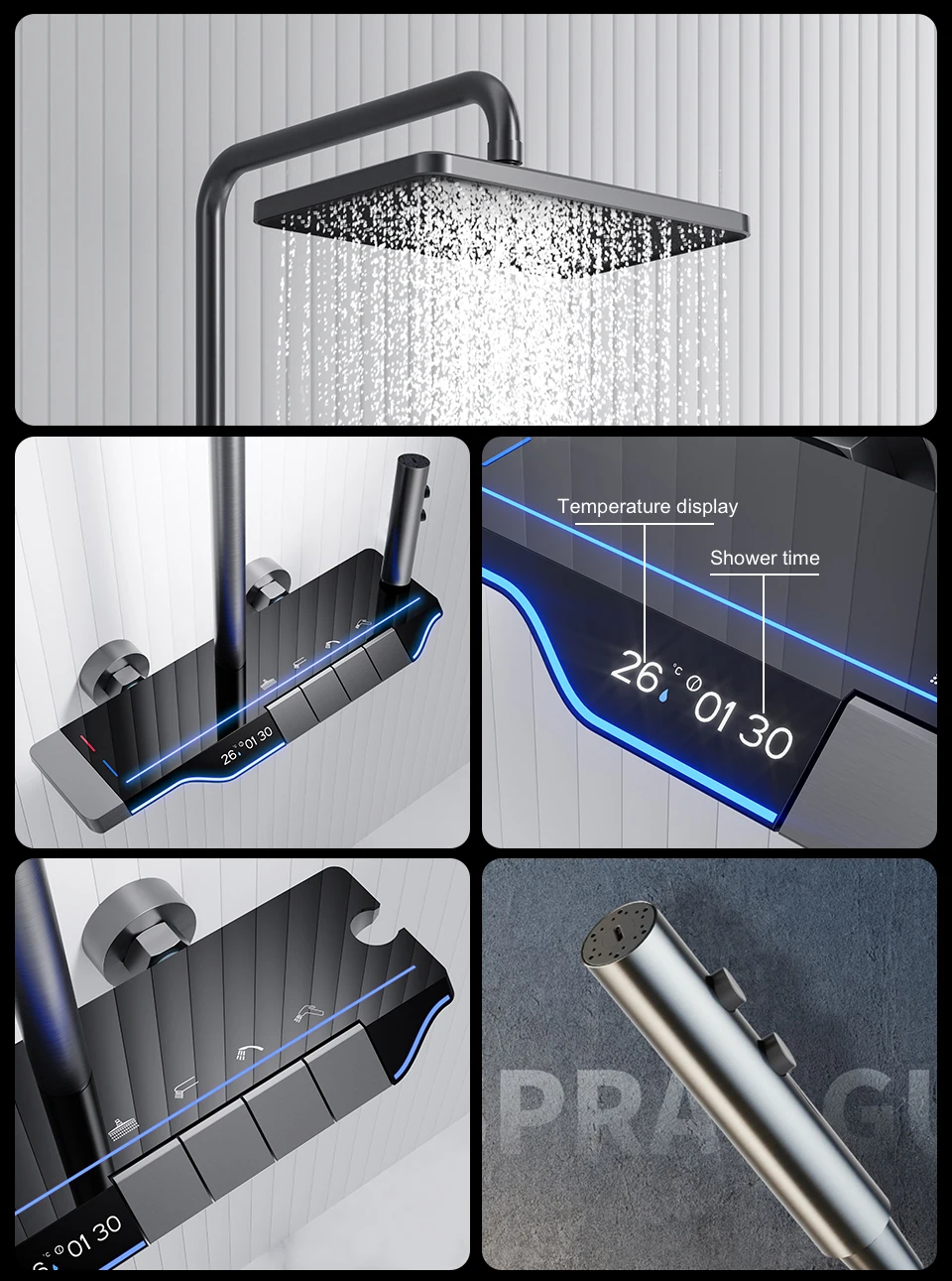 Intelligent Led Digital Display Bathroom Shower Set Adjustable ...