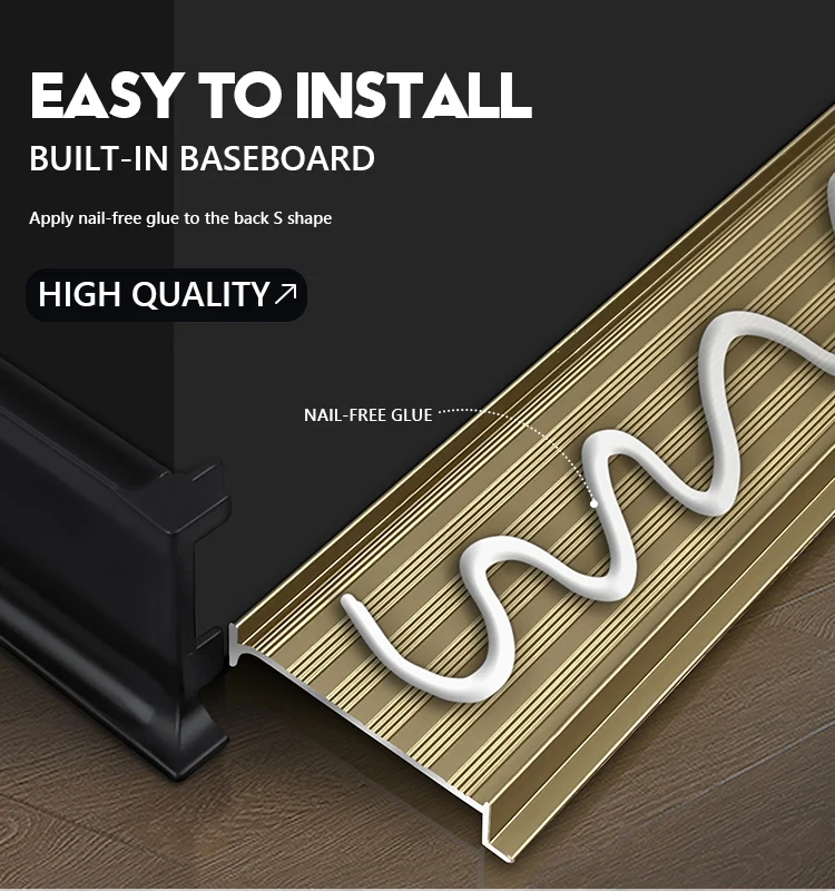 Slim Recessed Skirting Board - Aluminum Baseboard Profile