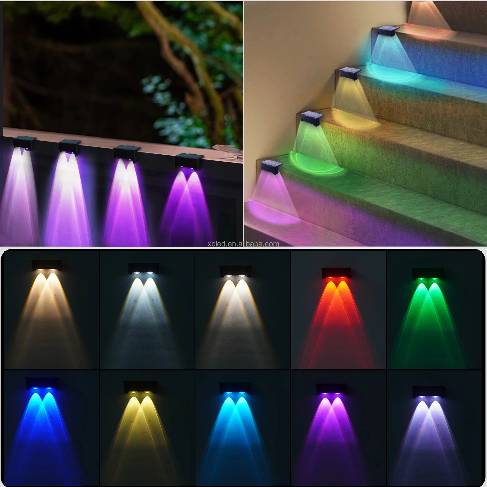 Solar Powered RGB LED Outdoor Solar Lights for Stairs & Garden
