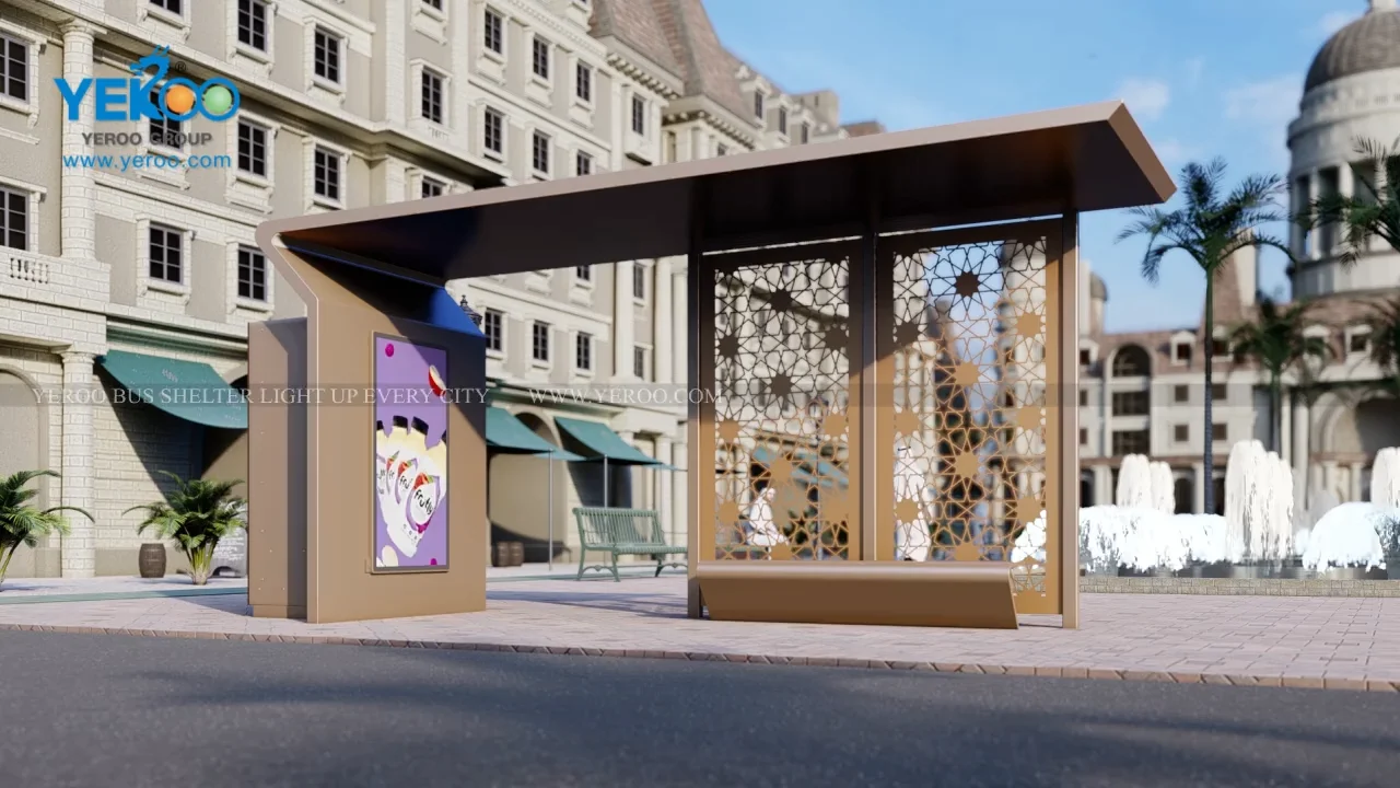 Outdoor Modern Metal Public Bus Shelter Aluminium Bus Stop For Sale ...
