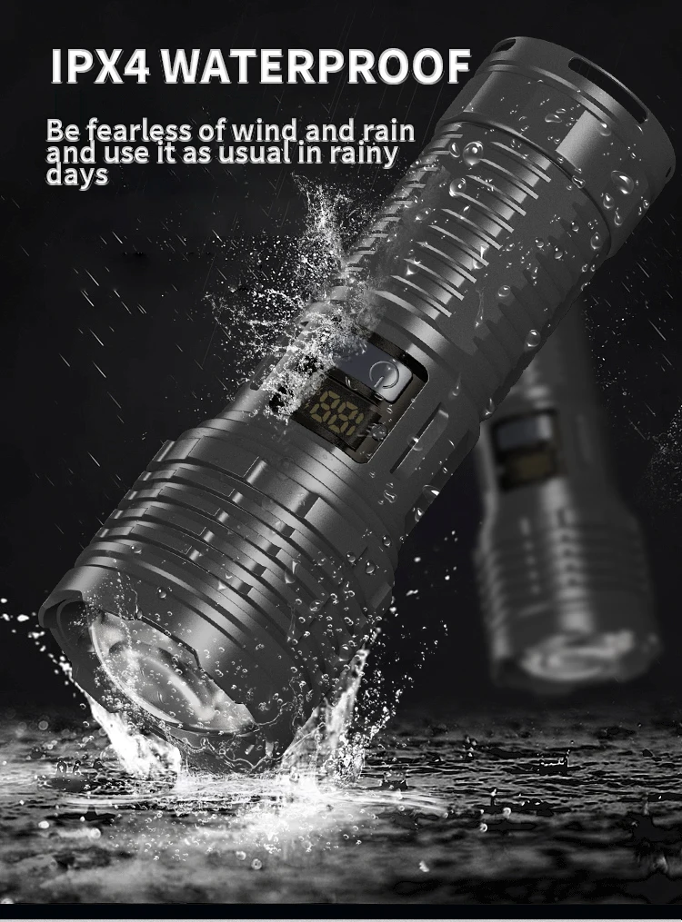 5000 Lumen High Power LED Torch - Rechargeable & Multifunctional