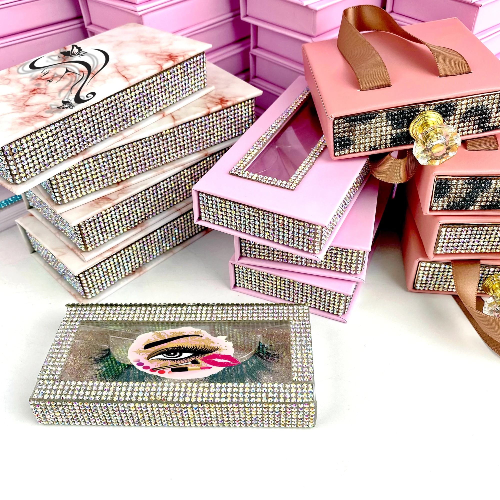 Luxury Bling Rhinestone Eyelash Packaging Box - Custom Logo