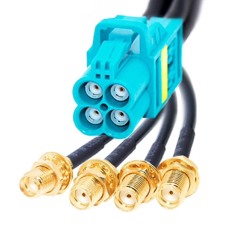 4 In 1 Automotive Coaxial Cable Universal Water Blue Male Mini Fakra To ...