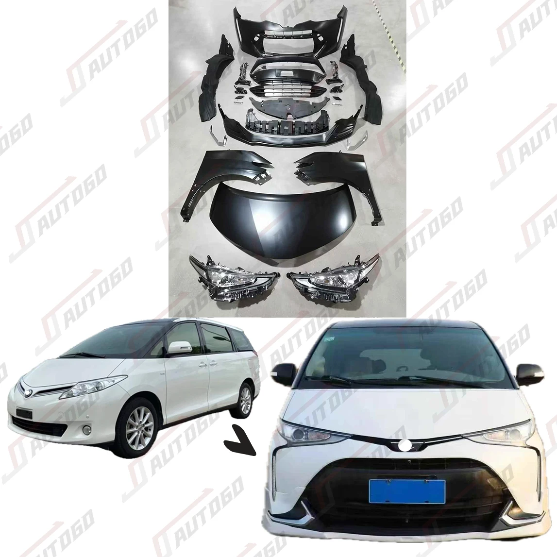 2025 New Facelift Body Kit for Toyota Estima Previa 2006-2016 Upgrade ...