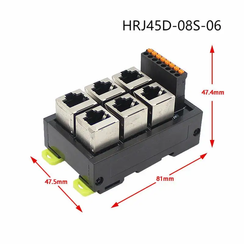 DIN Rail Mount RJ45 Module,RJ45 8P8C Jack 4-Way Buss Breakout Board ...