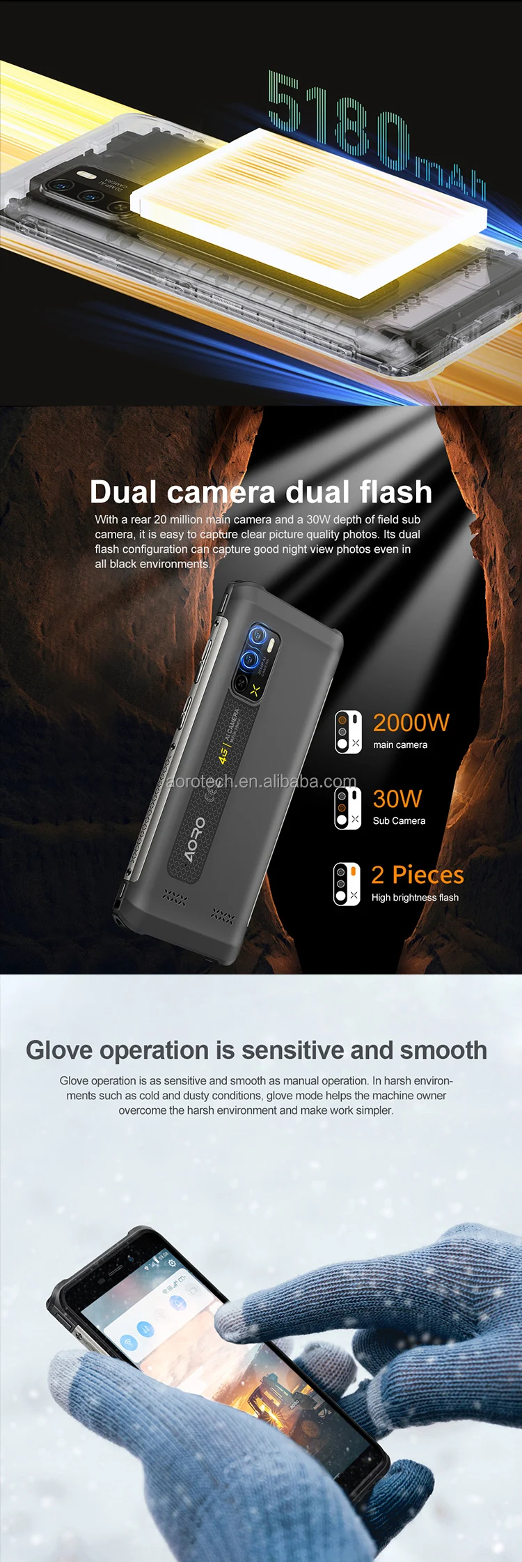 AORO A13 Rugged Smartphone - IP68 Waterproof & Octa Core