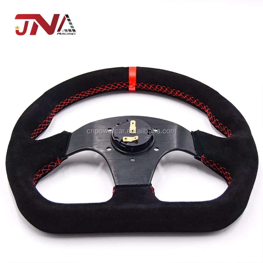 13inch D Shape Race Steering Wheel Suede Leather Go Kart Steering Wheel ...