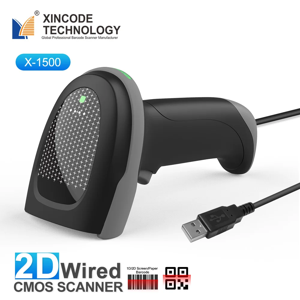 Xincode 2D Wired Pharmaceutical Barcode Scanner USB 1D QR Bar Market Code Reader Gun Handheld Of ...