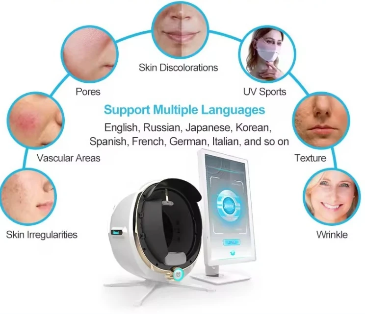 Portable Face Analyzer 3D AI Smart Skin Scanner Detector 8 Spectrum ...