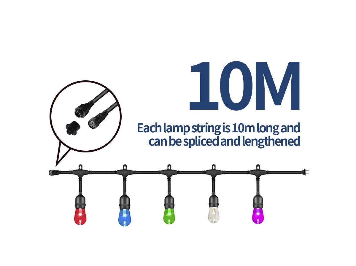 10m Commercial Grade Waterproof Outdoor Rgb Music Rhythm S14 Bulb Wifi ...