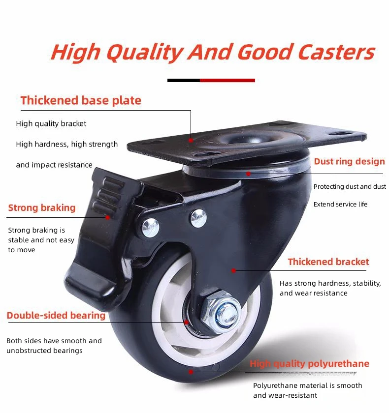 3" Casters Gold Diamond Wheel With Brake Screw Movable Chair Shelf ...