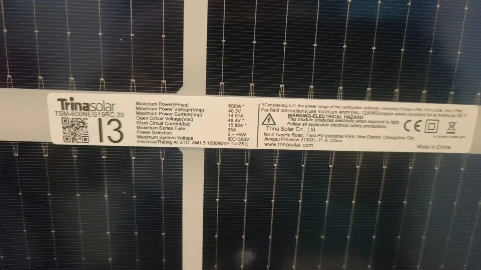 Trina Solar N Type Bifacial Panels - 580W to 610W Power