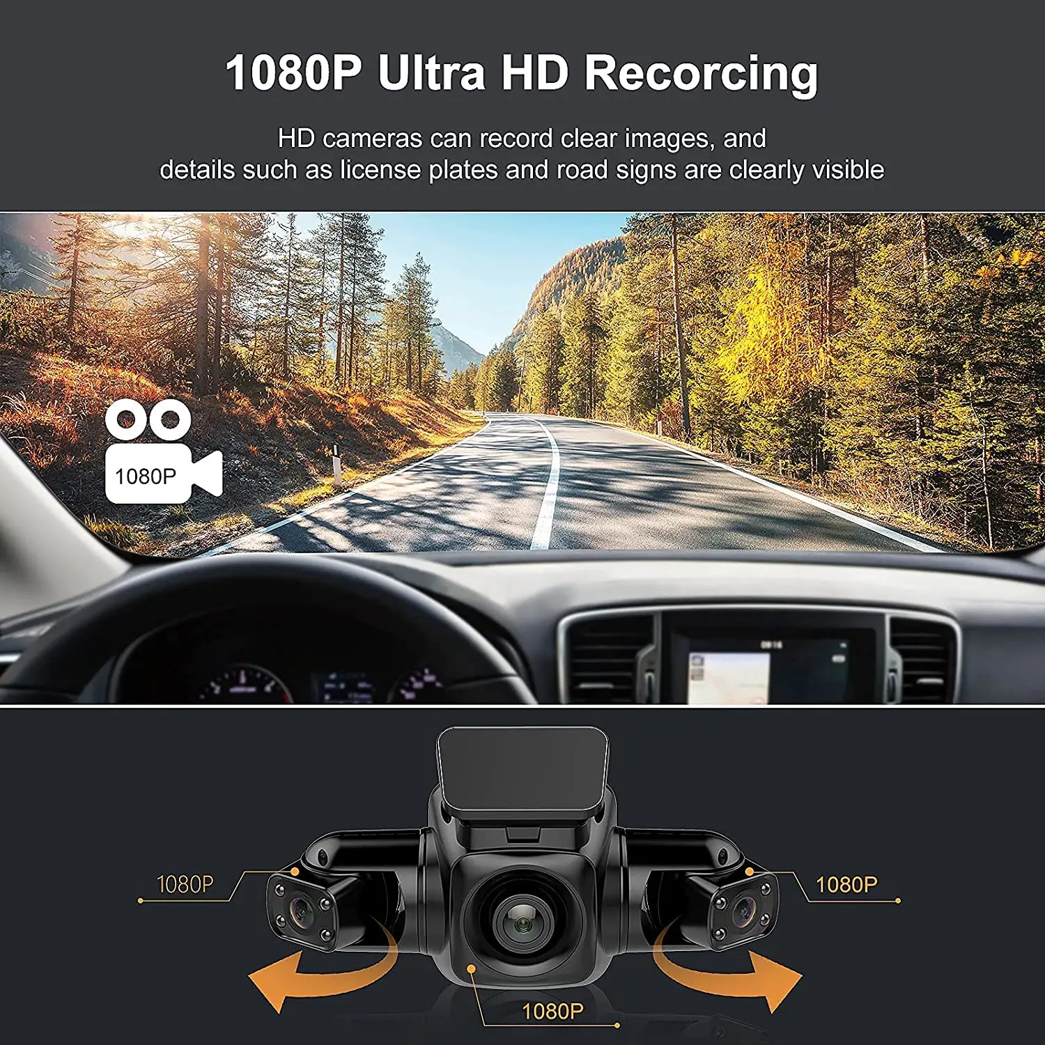 4 Camera 1080P Car DVR Wifi GPS Logger with Night Vision