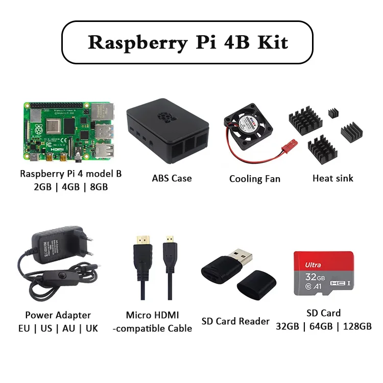 Raspberry Pi 4 Model B 2/4/8gb Ram + Case + Fan + Heatsink + Power ...