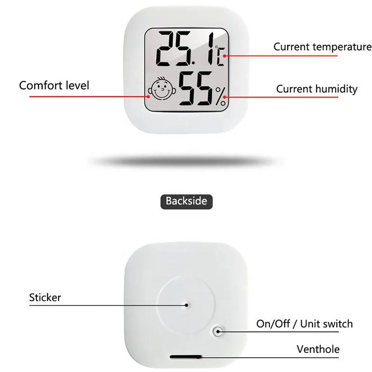 Mini Humidity Temperature Monitor Meter Household Indoor Room Digital ...