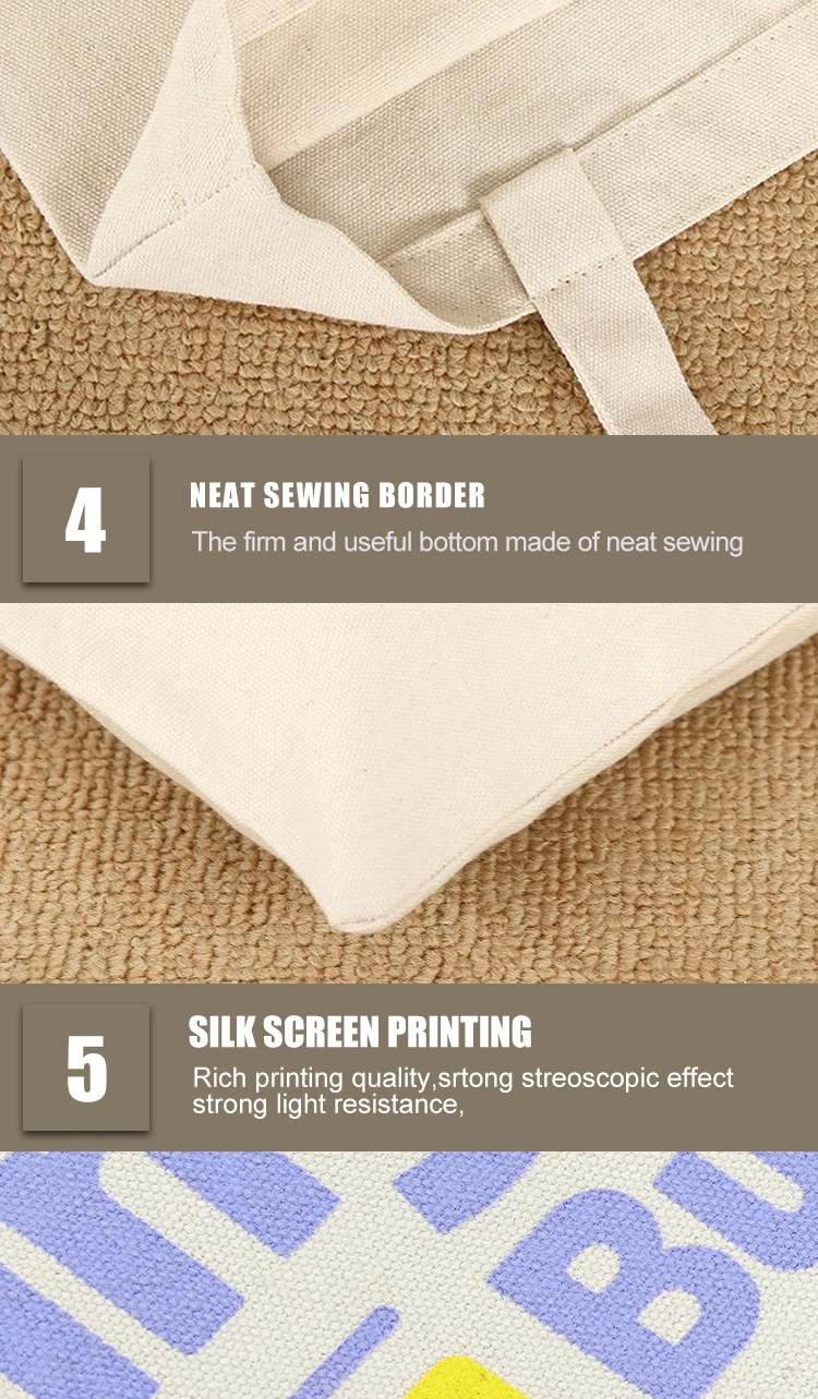 Promotional Personalized Blank Plain Cotton Canvas Bags Reusable